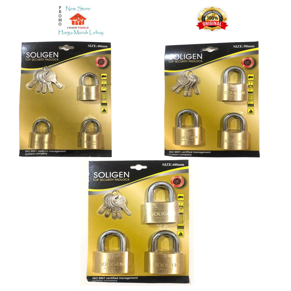 Jual Gembok Master Key Set Isi 3 Pcs Merk SOLIGEN Kunci Komputer Varian ...
