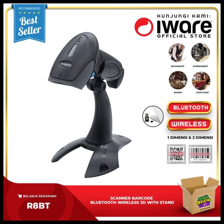 Jual Scanner Barcode Bluetooth Wireless 2D Iware R8Bt With Stand ...