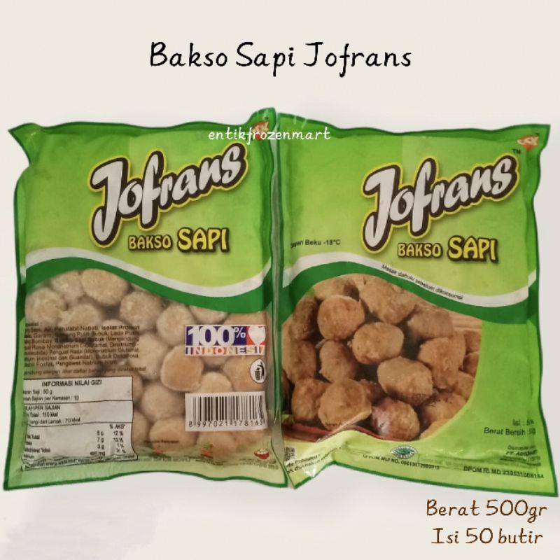 Jual Bakso Sapi Jofran Jofrans 500gr (Isi 50pcs) | Shopee Indonesia