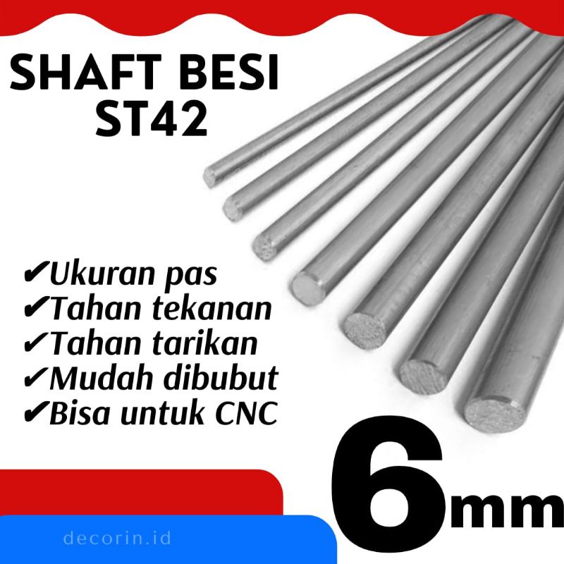 Jual As Besi ST42 6mm x 100cm Shaft Bulat Bukan Stainless Steel Mild ...