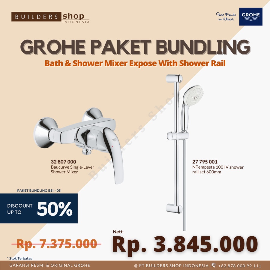Jual GROHE Paket Bundling Shower Mix. Exp. W/Shower Rail|32807000 ...