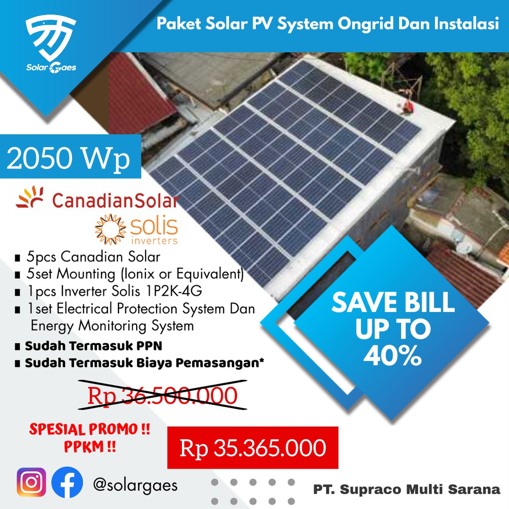 Jual Paket Panel Surya Solar PV Sistem Ongrid dan Instalasi Kapasitas ...