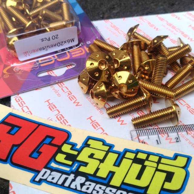 Jual baut probolt gold payung 6x20 model bintik/jamur drat 10 panjang 20mm heng thailand harga ...