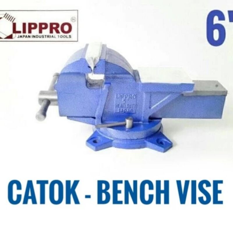 Jual Ragum catok bench vise 6" Lippro penjepit besi model rotary putar ...