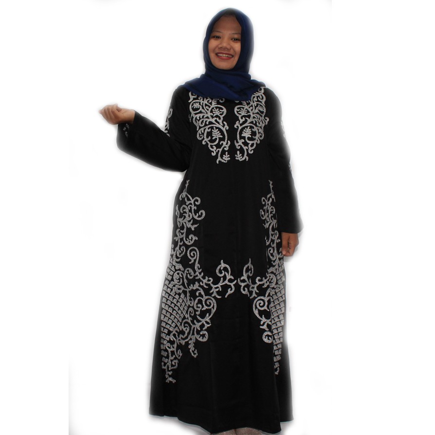 Jual Gamis Bordir Black Basmah - Baju Jubah Hitam - Perlengkapan Umroh ...