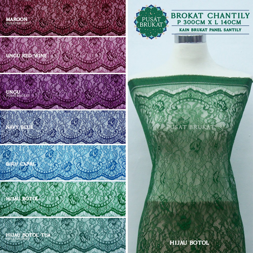 Jual KAIN BROKAT SEMI PRANCIS PANEL SANTILY / BRUKAT CHANTILY, P 300CM ...