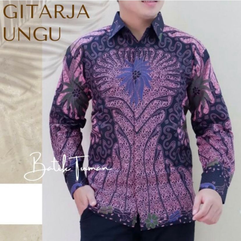 Jual GITARJA UNGU ATASAN KEMEJA BATIK PRIA PREMIUM LENGAN PANJANG ...