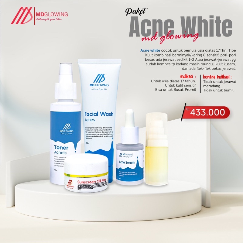 Jual MDGLOWING Paket Acne White by MD Glowing Original Md Clinic ...