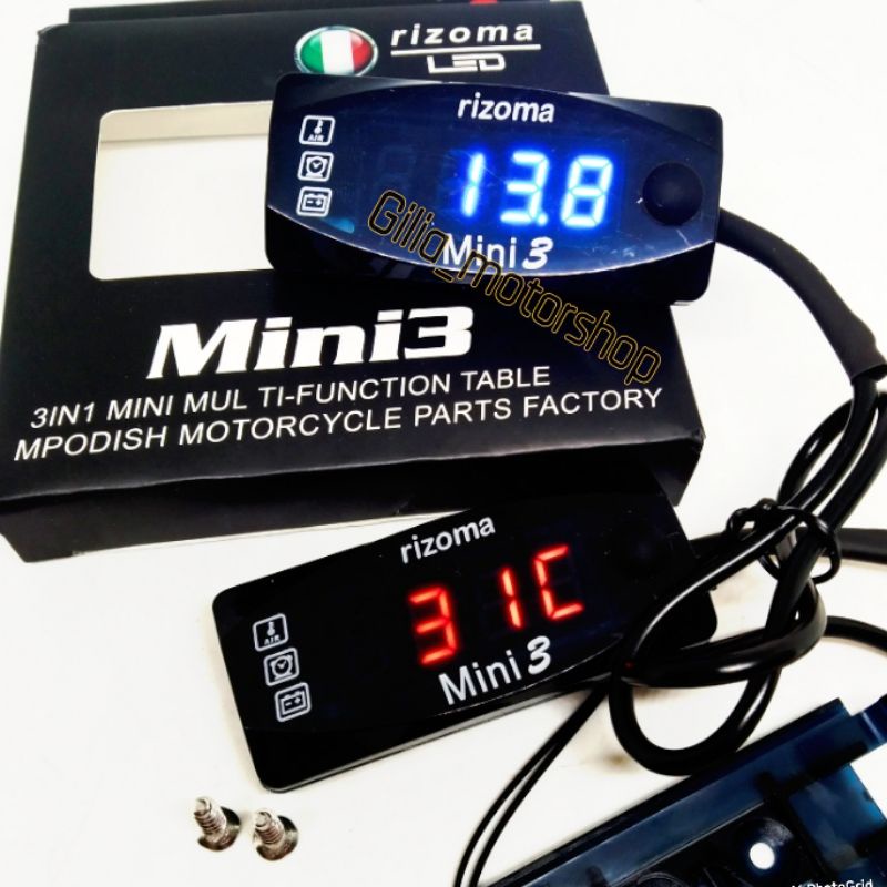 Jual Voltmeter Rizoma Digital 3in1 Waterproof voltmeter Jam Suhu Volt Meter Rizoma 3in1 jam Suhu ...