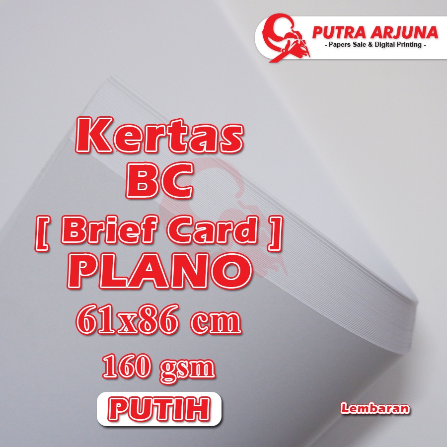 Jual KERTAS BC (Brief Card) 160gsm, PUTIH, 61x86cm PLANO | LEMBARAN ...