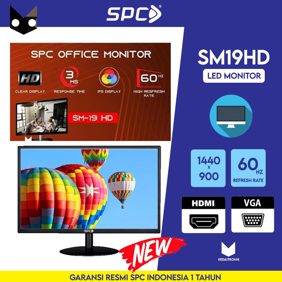 Jual Monitor LED SPC SM19HD 19 inch SM 19HD Full 19" HD HDMI VGA Resmi ...