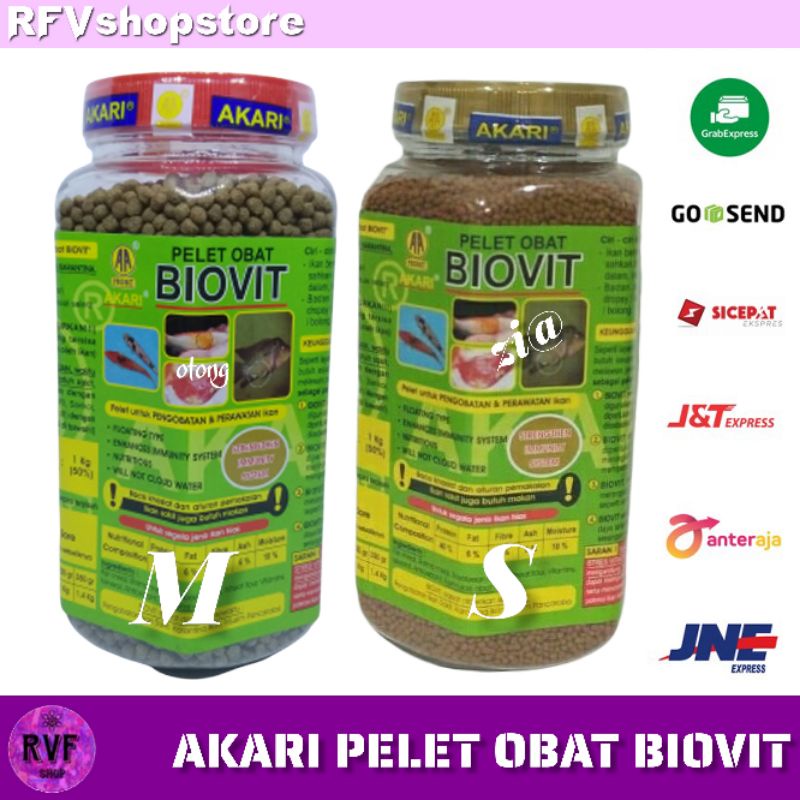 Jual AKARI BIOVIT Makanan pakan pelet obat ikan hias 350gr 350 gram S ...