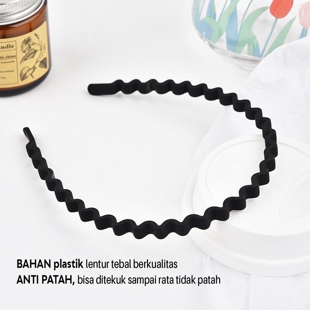 Jual Bando kawat pria ombak gelombang zigzag hitam polos buat rambut ...