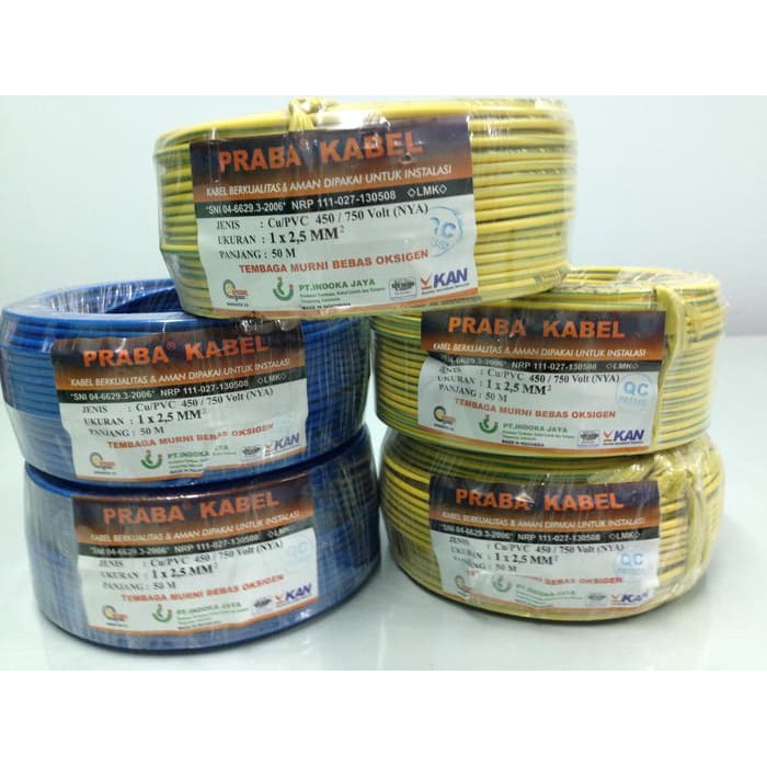 Jual Kabel Listrik NYA 1 x 2.5mm Praba Tunggal Roll 50M | Shopee Indonesia
