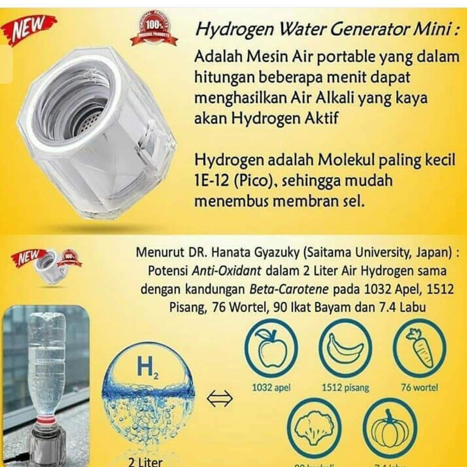 Jual Mesin Pembuat Air Hidrogen Mini KLink Hydrogen Water Generator ...