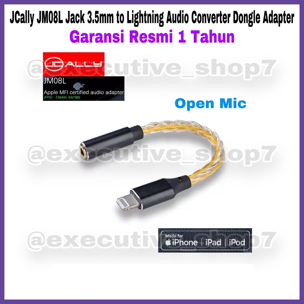 Jual Jcally JM08L Jack 3.5mm to Lightning Audio Conventer Dongle ...
