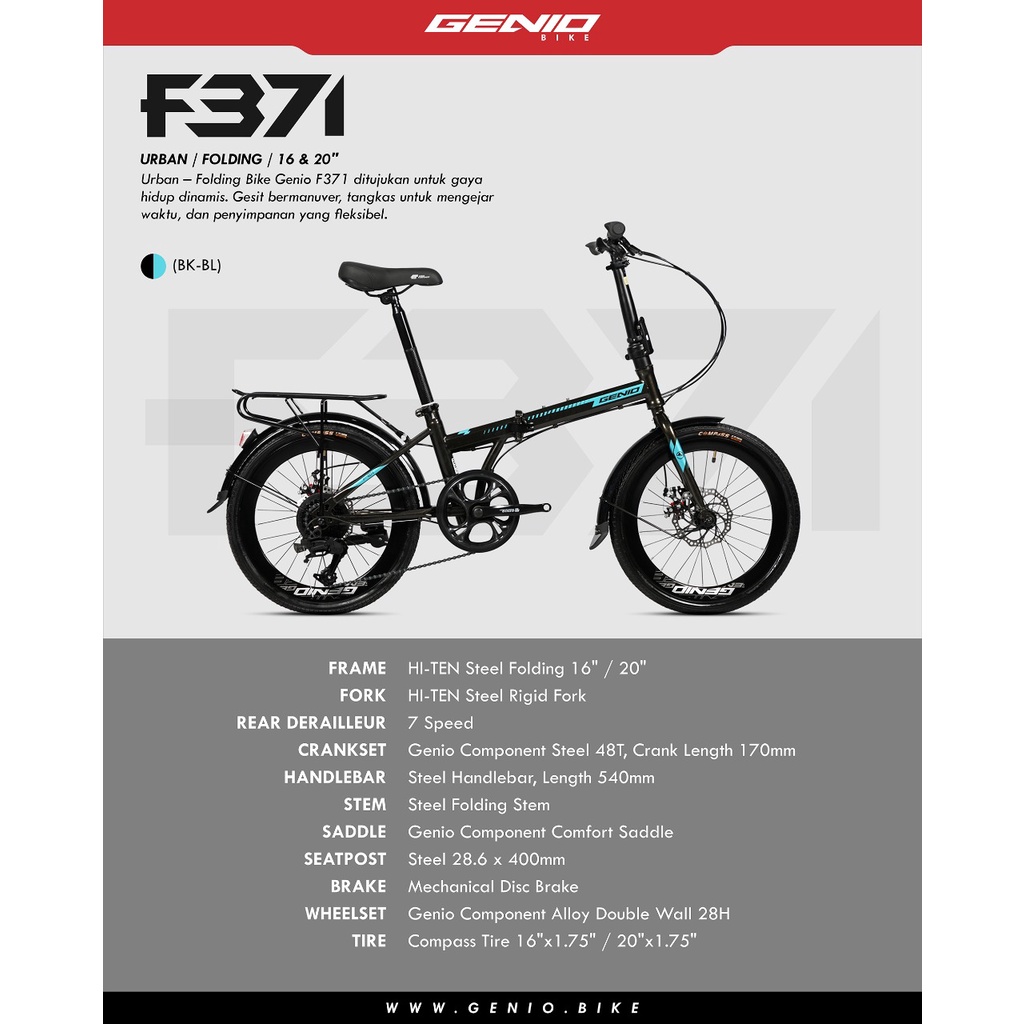 Jual sepeda lipat genio f371 sepeda lipat 20 inch sepeda lipat dewasa ...