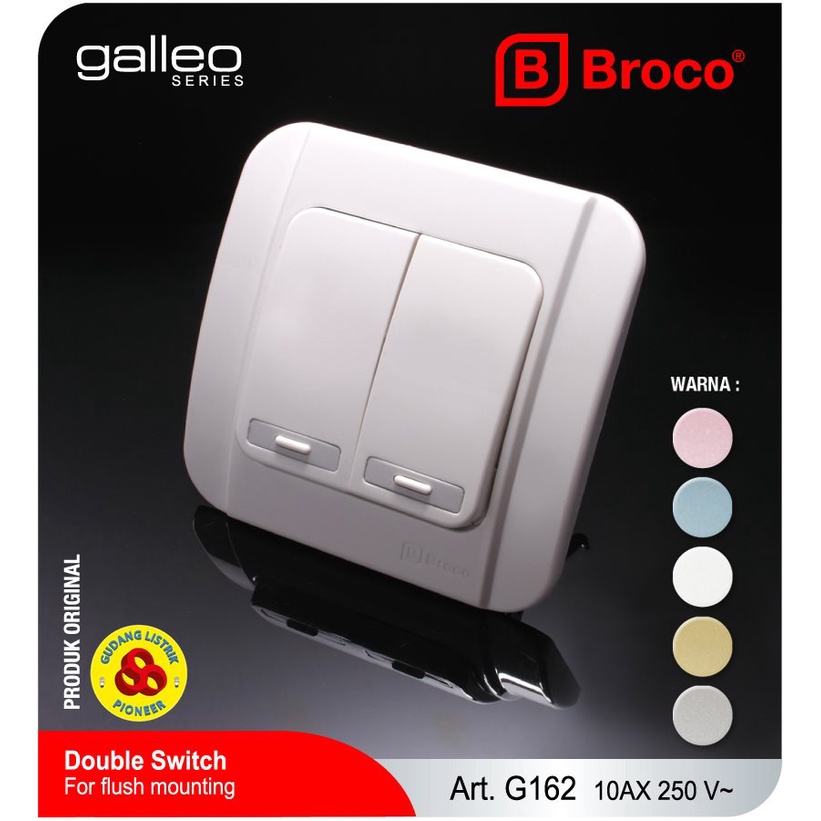 Jual Broco Saklar Seri 2G Galleo G162-55S Double Switch 2 Gang 1 Way ...