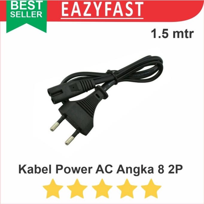 Jual Kabel Power Printer AC 2 Lubang Pin Angka 8 1.5m Steker Colokan Cord efst90 Juara | Shopee ...
