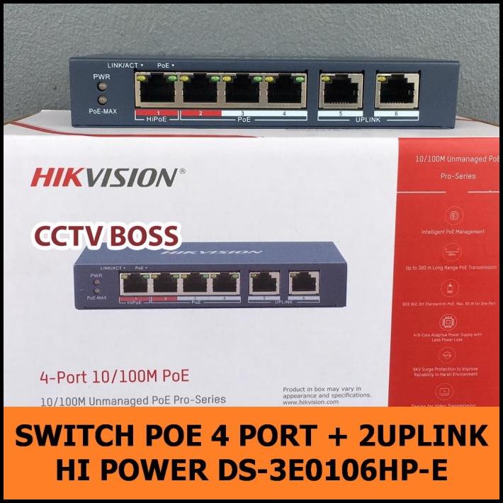 Jual Hikvision Poe Ds-3E0106Hp-E Switch Hub Poe 4 Port + 2 Uplink Hi ...