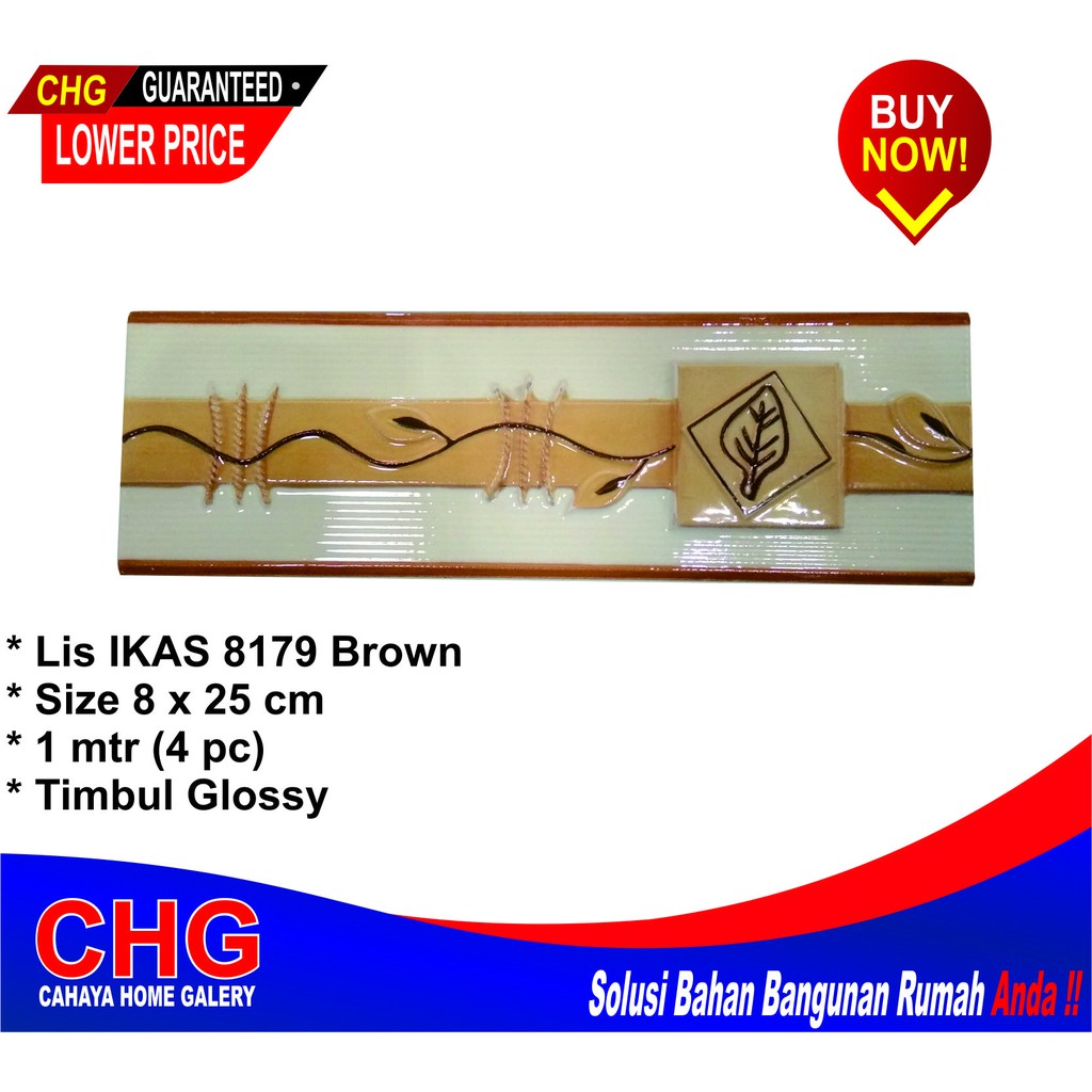 Jual List Keramik Profil Dinding ukuran 8x25 Timbul Ikas 8179 Brown ...