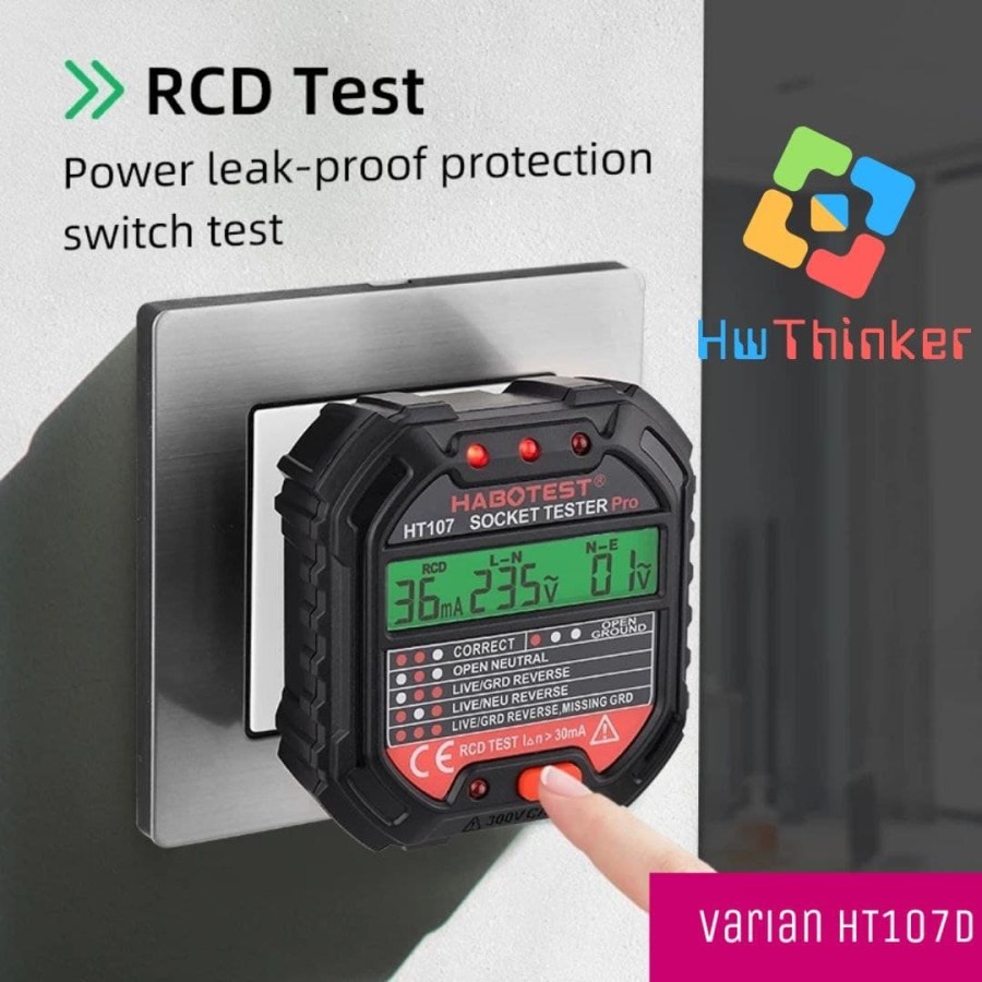 Jual HABOTEST HT106D HT107D Socket Tester Pro LCD alat Uji Kelistrikan ...
