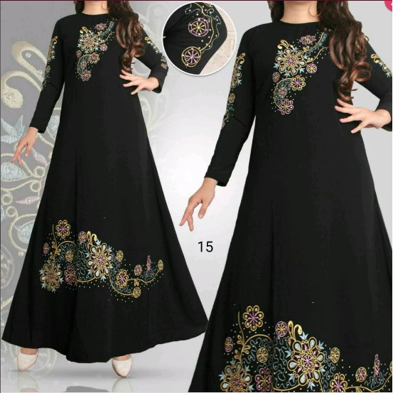 Jual Premium Rn Gamis Arabian Bordir Gamis Syari Hitam Modis Gaun Pesta ...