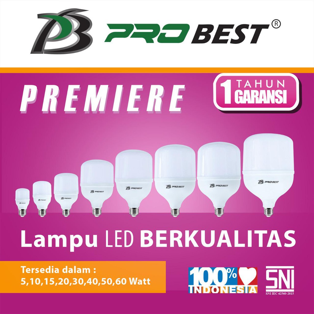 Jual Bohlam Lampu LED Capsule Jumbo 50 Watt Putih PROBEST PREMIER SNI | Shopee Indonesia