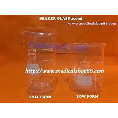 Jual BEAKER GLASS 250ML, LOW FORM - DURAN (GERMANY) | Shopee Indonesia