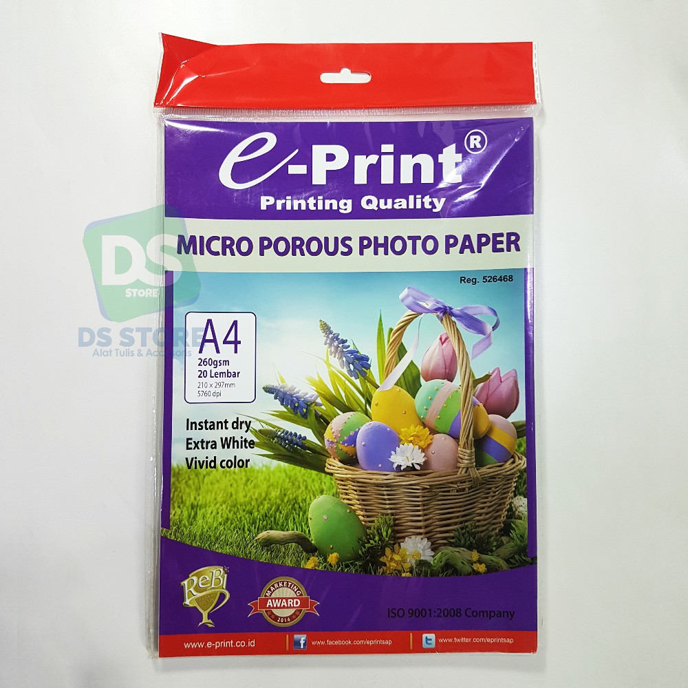 Jual Kertas Foto Spesial Microporous A4 260 GSM E-PRINT | Shopee Indonesia
