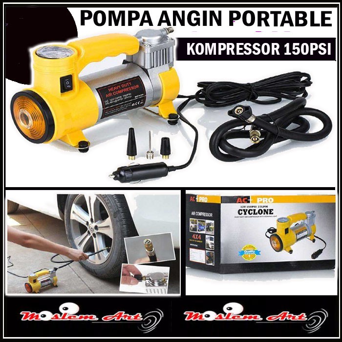 Jual POMPA ANGIN KOMPRESSOR PORTABLE 150 PSI - POMPA BAN MOBIL MOTOR ...