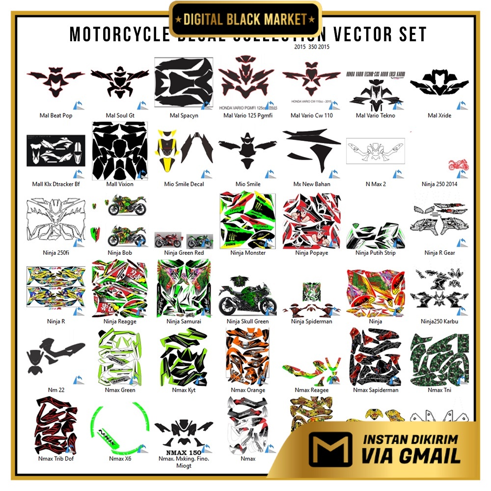 Jual ID28004 - Motorcycle Decal Collection Vector Set CorelDraw ...
