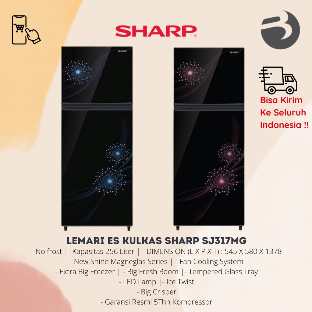 Jual LEMARI ES KULKAS SHARP SJ317MG / KULKAS 2 PINTU SHARP SJ317MG ...