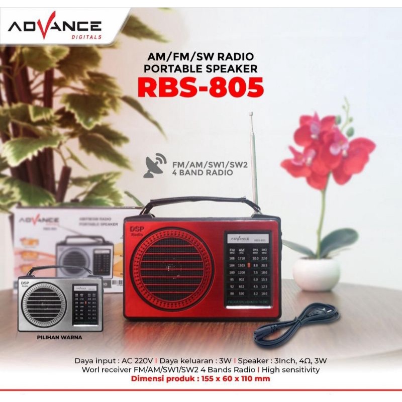 Jual ADVANCE RADIO AM/FM/SW PORTABLE SPEAKER RBS-805 | Shopee Indonesia