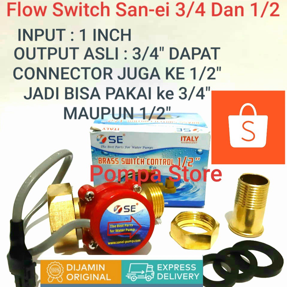 Jual OTOMATIS POMPA PENDORONG FLOW SWITCH CONTROL 1 X 1/2 ATAU 1 X 3/4 / BRASS SWITCH SANEI SAN ...