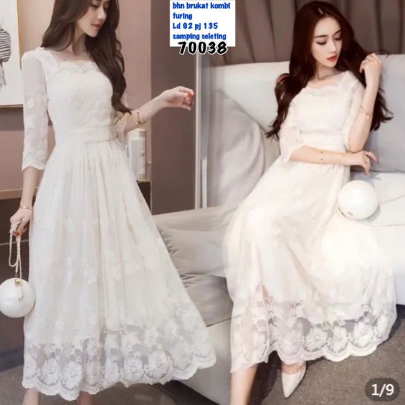 Jual DRESS PUTIH WHITE DRESS BANGKOK PREMIUM LONGDRESS KOREA LOOK ...