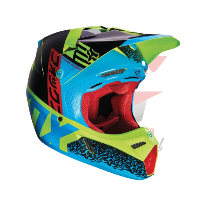 Jual HELM FOX V3 DIVIZION - BLUE YELLOW FLUO | Shopee Indonesia