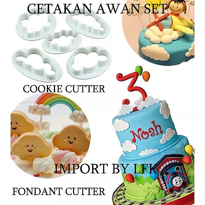 Jual CK AWAN FONDANT CLOUD 5PCS/SET CUTTER CETAKAN HIASAN ULTAH ...