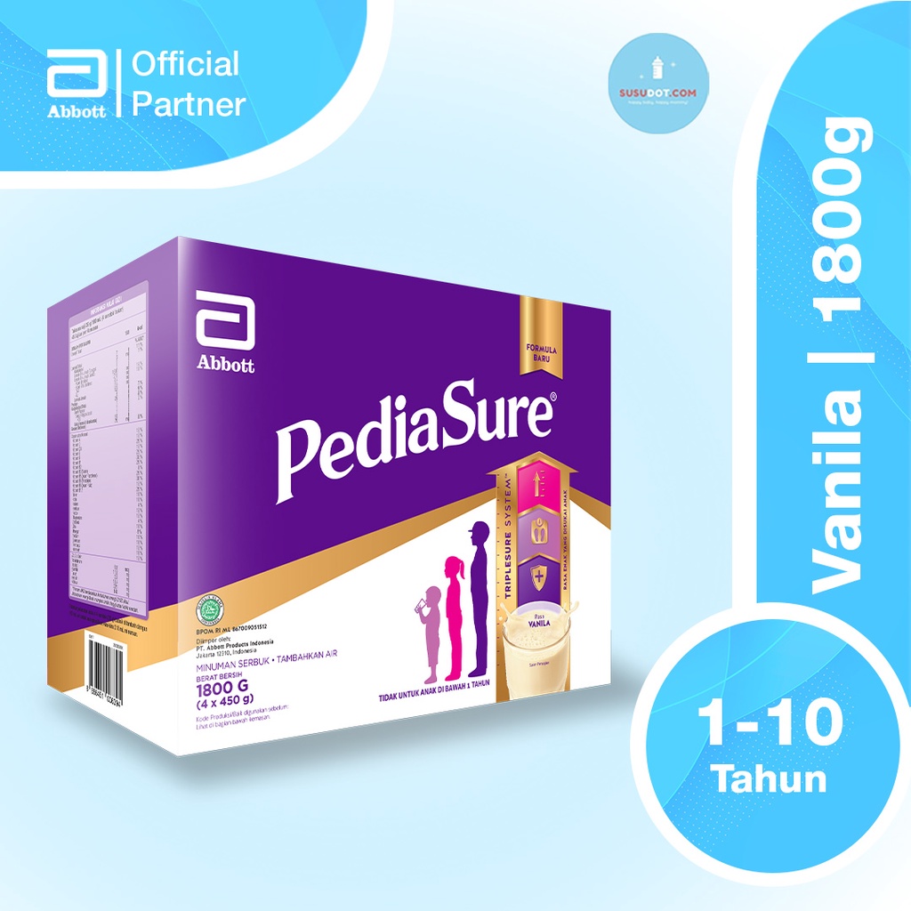 Jual Susu Pediasure Triplesure Vanila 1800 gram (4x450) (1-10 Tahun) - Formula Pertumbuhan ...