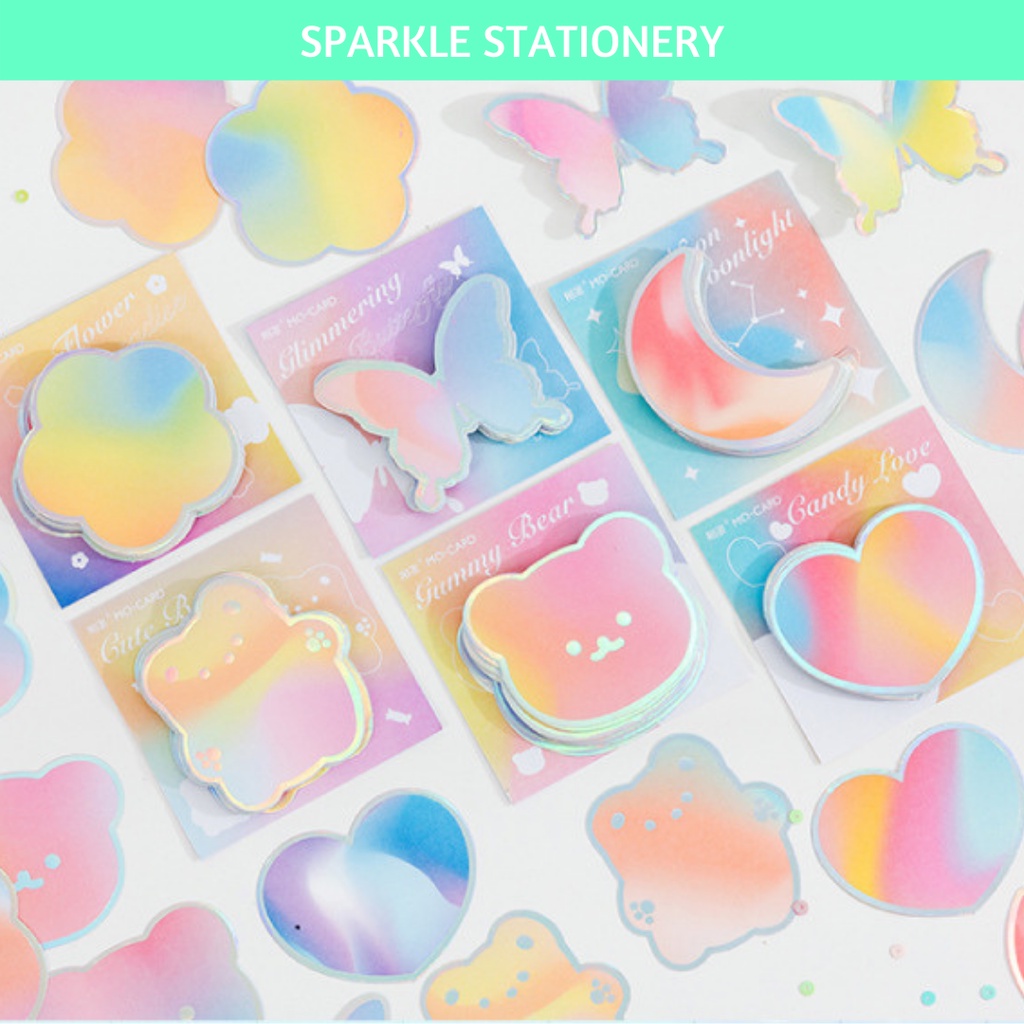 Jual Cute Deco Paper Hologram Line Memo Paper Cantik Diary Bullet ...