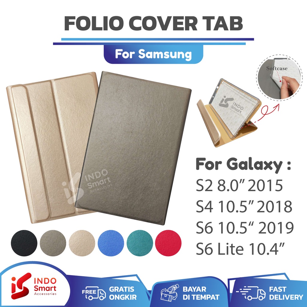 Jual Folio Cover Samsung Tab S2 S4 S6 Lite 8 10.4 10.5 T710 T715 T830 ...