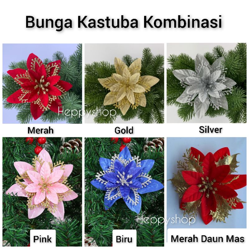 Jual Bunga Kastuba Kombinasi Pohon Natal Poinsettia Flower Christmas ...