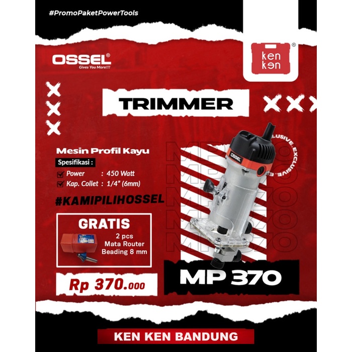 Jual Mesin Profil Router Trimmer Kayu 6mm OSSEL MP 370 MP370 | Shopee Indonesia