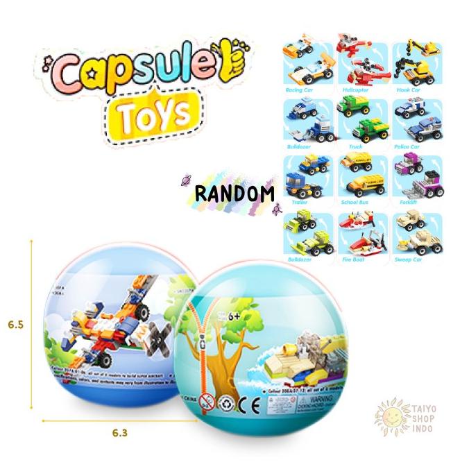 Jual Mainan Anak Capsule Toys Kapsul Car mobil Hewan Rakit Lego DIY ...