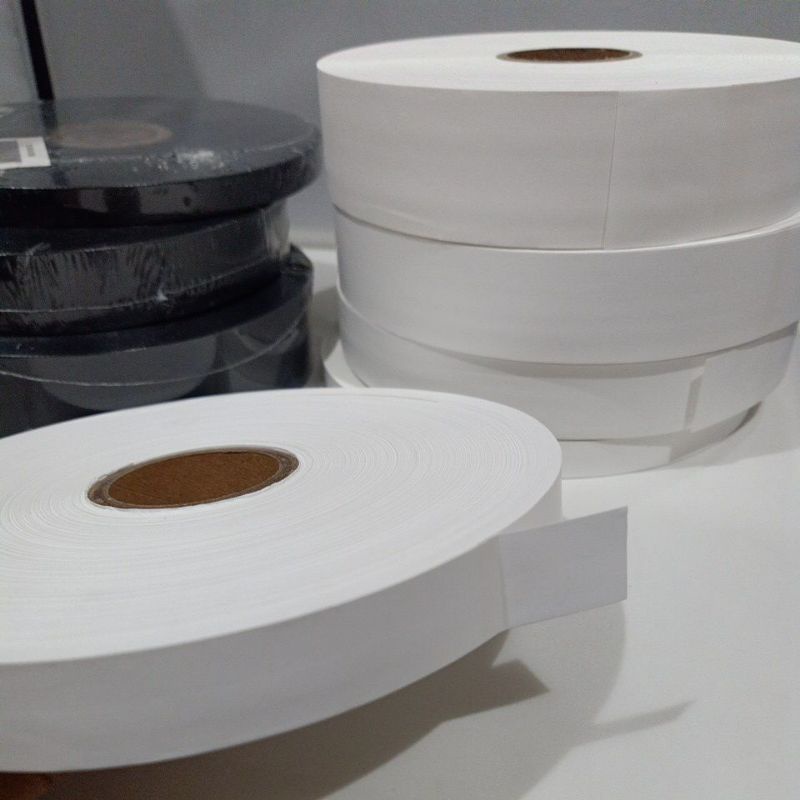 Jual pita label polos warna hitam dan putih bahan tafeta dan satin PER ...