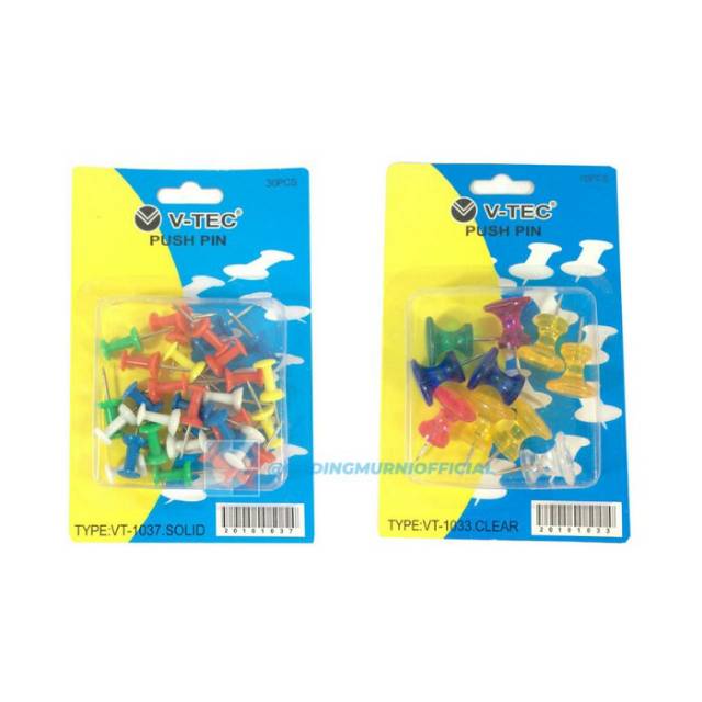 Jual V-Tec Push Pin / Jarum Tekan / Paku Pin / Paku Pines Warna Kecil ...