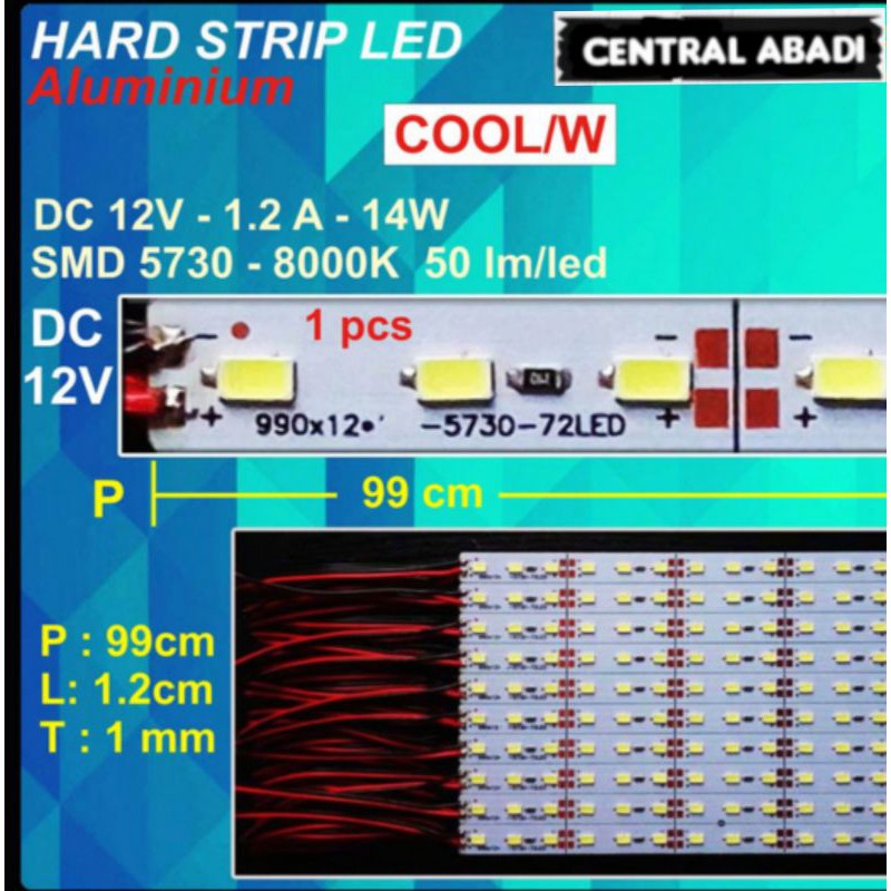 Jual Hard strip Led SMD 5730 cool white 14 watt 1 meter | Shopee Indonesia