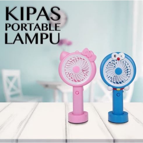 Jual Kipas Angin Mini Portable Karakter plus lampu cas ulang kipas ...