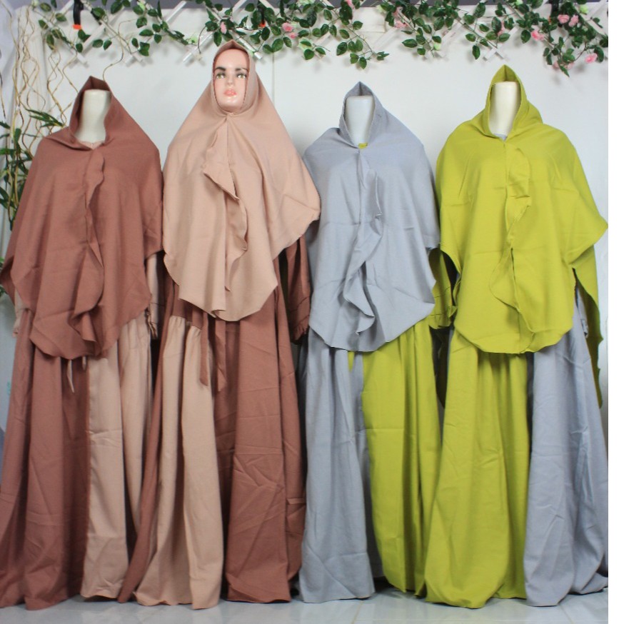Jual Gamis set khimar elfana moscrepe syari | Shopee Indonesia