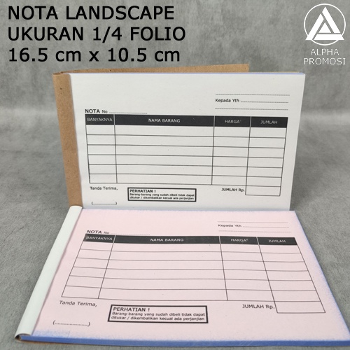 Jual Buku Nota Kecil 2 Ply Panjang Landscape NCR Polos Nota Olshop Nota ...